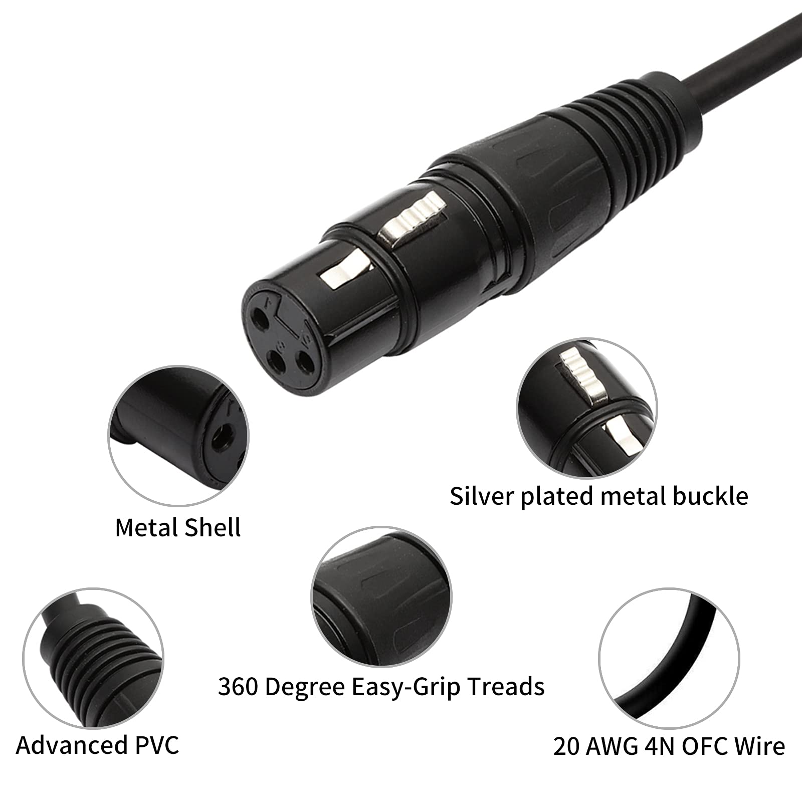 Oluote XLR Microphone Cable, XLR Male to Right Angle Female Cable 3 PIN XLR to XLR Cable XLR Mic Patch Audio Cable Cord (0.650)