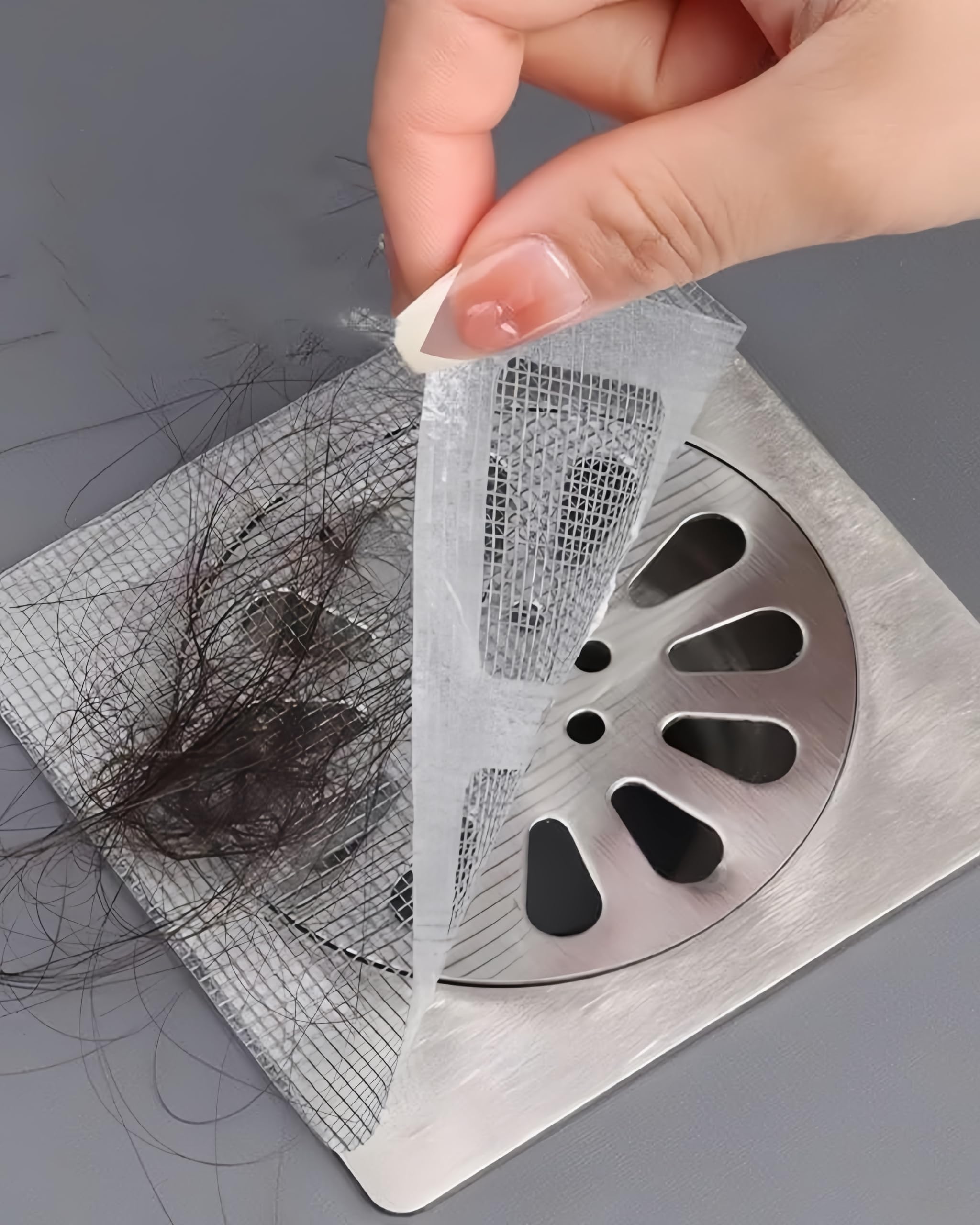 Disposable Shower Drain Hair Catcher, Shower Drain Mesh Stickers, Floor Drain Sticker, Sewer Hair Blocking Stickers Hair Strainer for Bathroom, Laundry, Bathtub, Kitchen, Sink. 30 PCS.