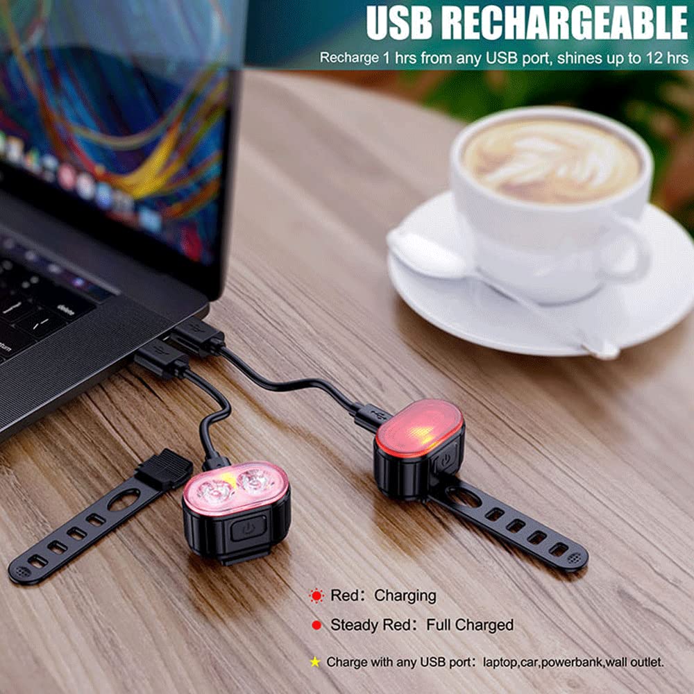 Bike Lights for Night Riding Rechargeable Set with IPX6 Waterproof,Cymtkbr Front and Back Led Bicycle Lights for Night Safety Cycling