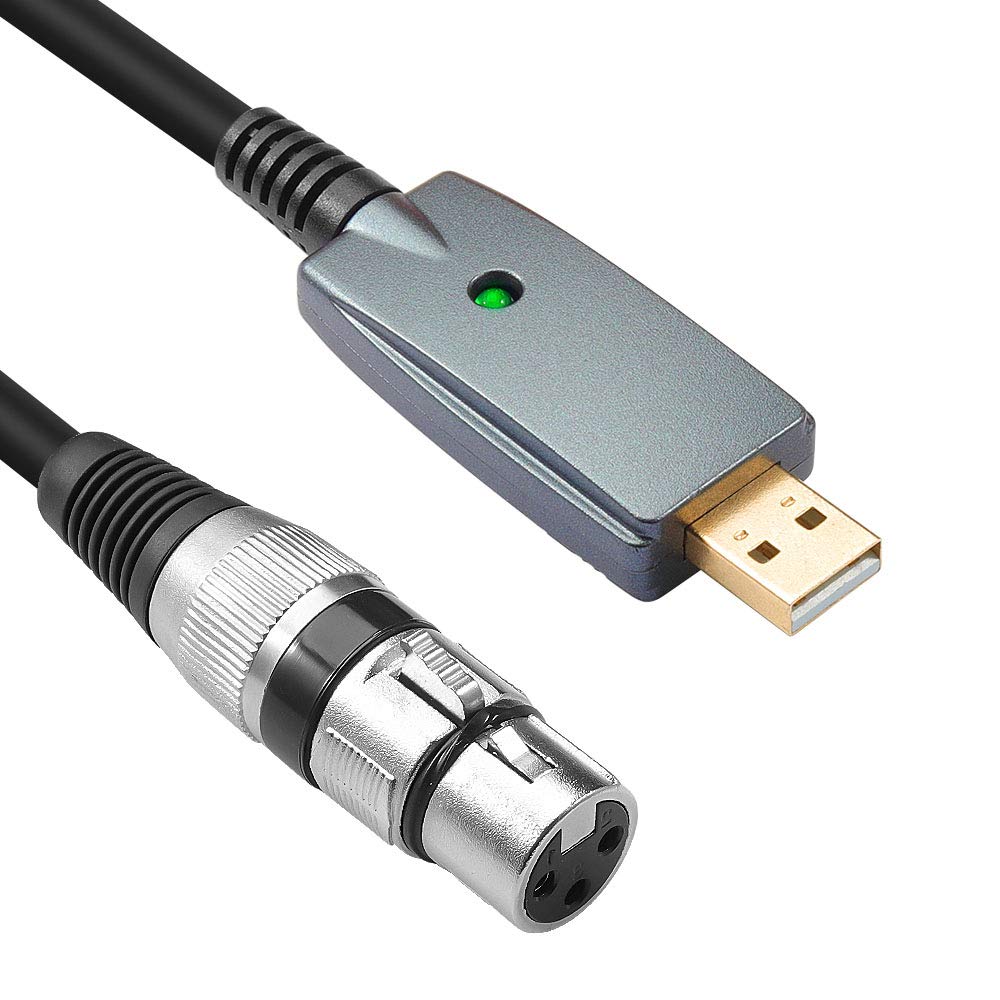 Disino USB Microphone Cable,XLR Female to USB Mic Link Converter Cable for Microphones or Recording Karaoke Sing,10 feet (USB to XLR)