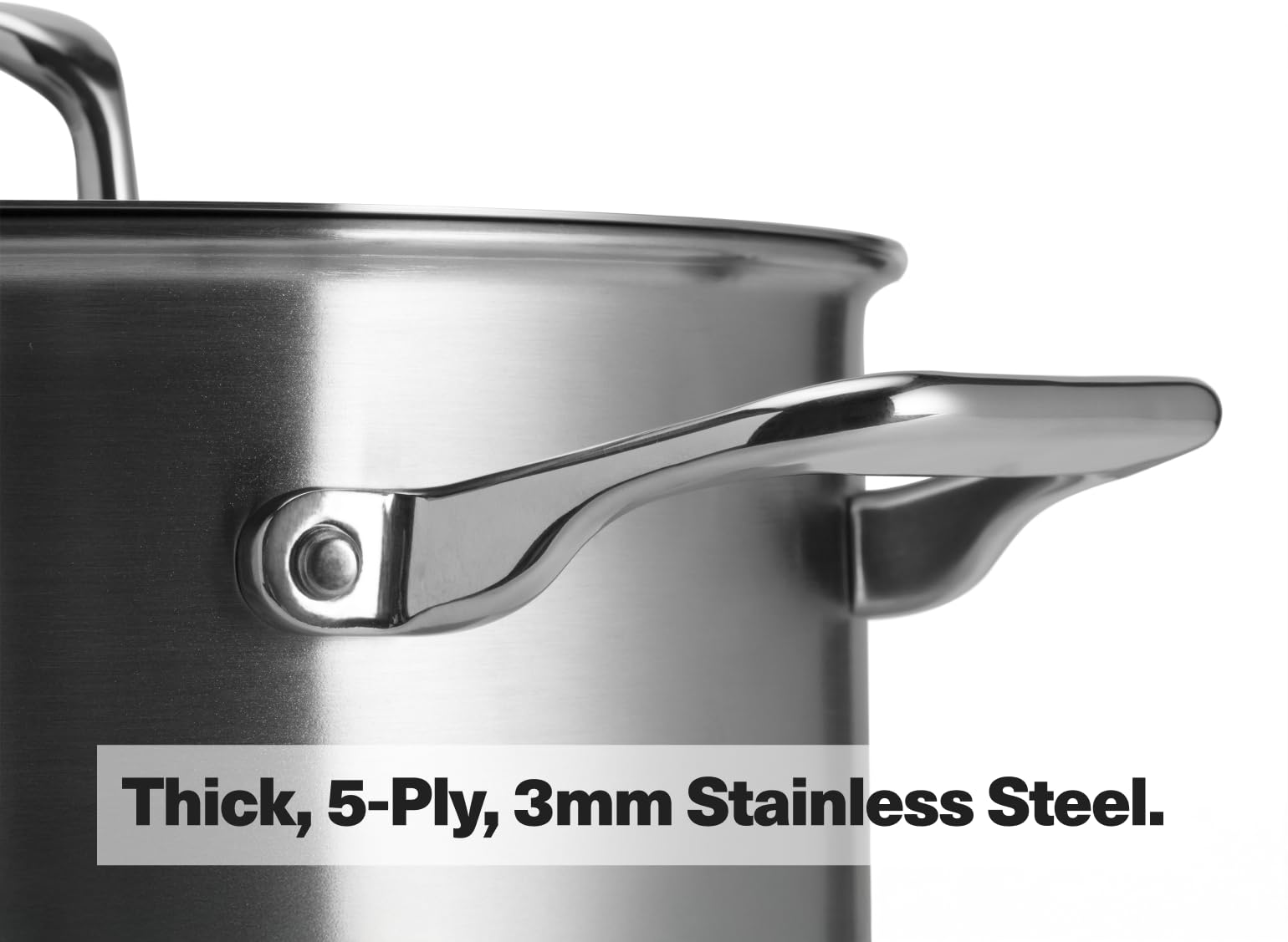 Misen 8 QT Stainless Steel Stock Pot with Lid - Stew & Soup Pot with Handles - Large Pot for Cooking
