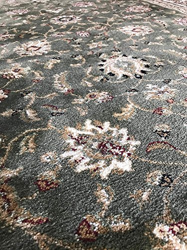 Traditional Oval Doorway Mat Persian 330,000 Point Area Rug Green Burgundy Beige Design 601 (2 Feet X 3 Feet)