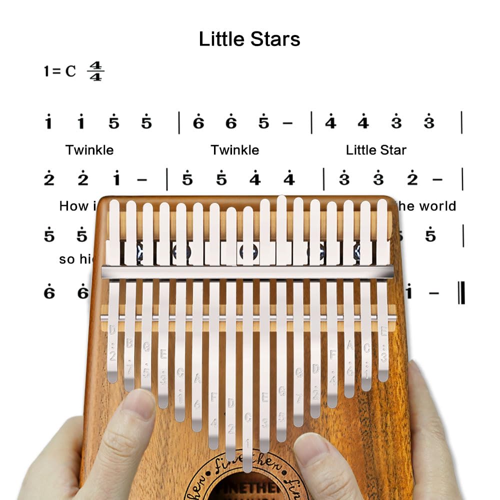 FINETHER Thumb Piano Kalimba with Audio Jack, 17 Key Koa Wood Calimba Finger Harp Piano Musical Instrument Birthday Christmas Thanksgiving Gift for Kids, Adults and Beginners