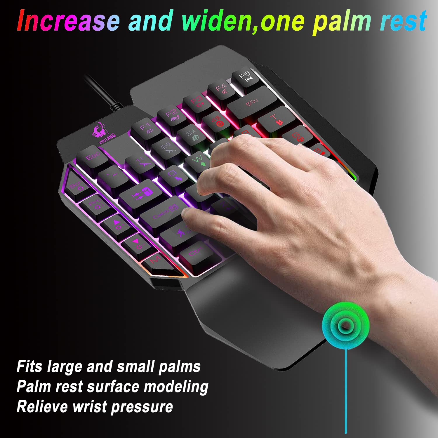 One Handed Gaming Keyboard and Mouse Combo,Rainbow Backlit 39 Keys Mechanical Feel Portable Mini Gaming Keypad+RGB Gaming Mouse+P6 LED Backlit Converter for Xbox One/Xbox 360/PS5/PS4/PS3/PC