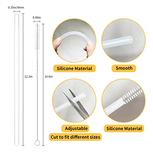 Cup Accessories for Stanley 40 Oz Tumbler with Handle & Lid, 6pcs Reusable Straws & 2pcs Silicone Boot with Cleaner Brush and 4pcs Straw Cover Cap for Stanley Adventure Quencher Travel 20-40oz