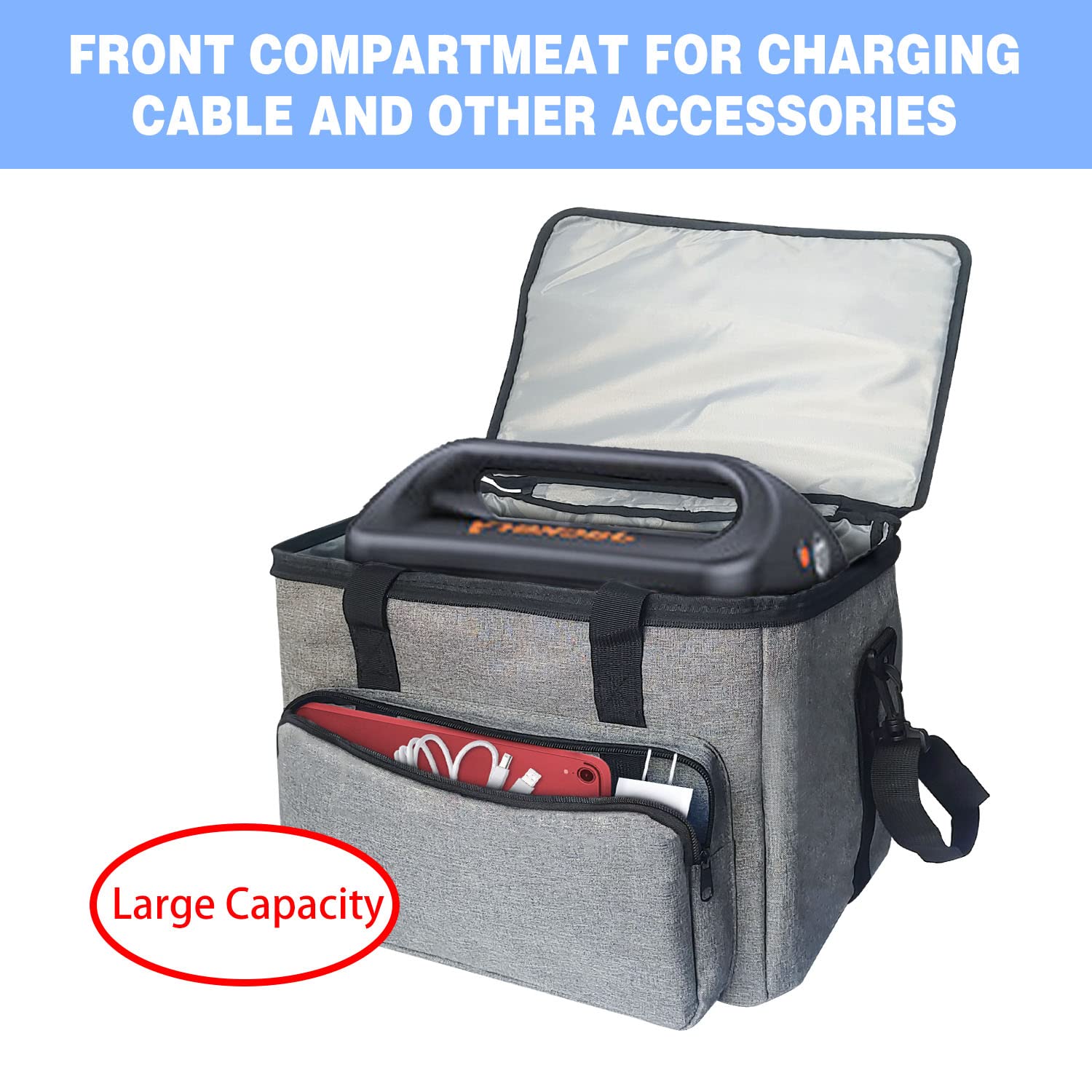 Boczif Carrying Travel Case Compatible with Jackery Explorer 1000, Portable Power Station Storage Bag with Front Pockets for Charging Cable and Accessories(Bag Only)