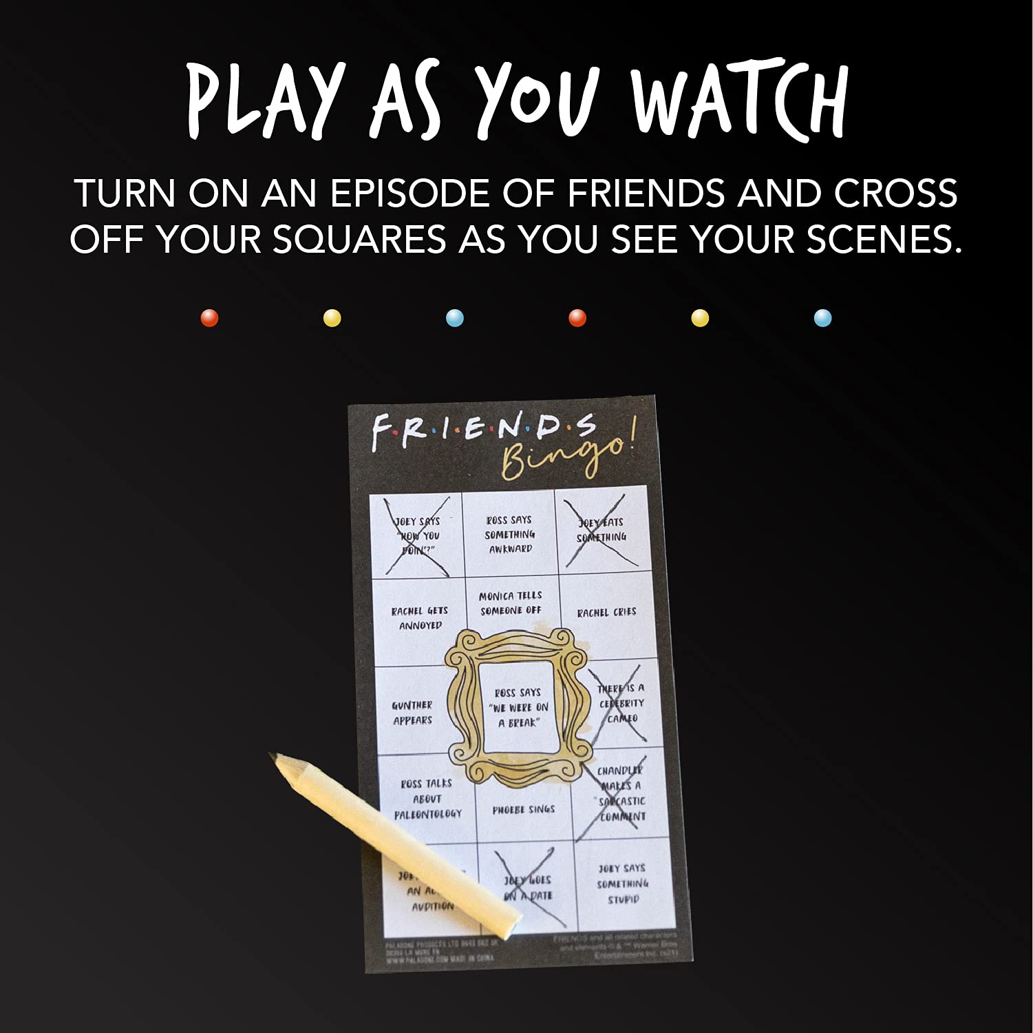 Paladone Friends TV Show Bingo Game - Play While Watching Your Favorite Show - Great Party Game, Red, PP8204FR