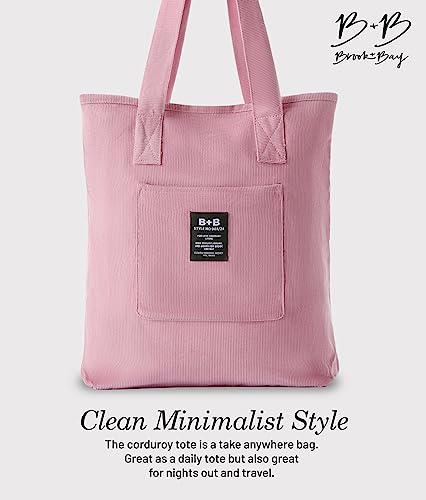 Brook + Bay Corduroy Tote Bag for Women - Boho Bag - Plain Tote Bag with Pockets - Cute Tote Bags Aesthetic - Shoulder Bag