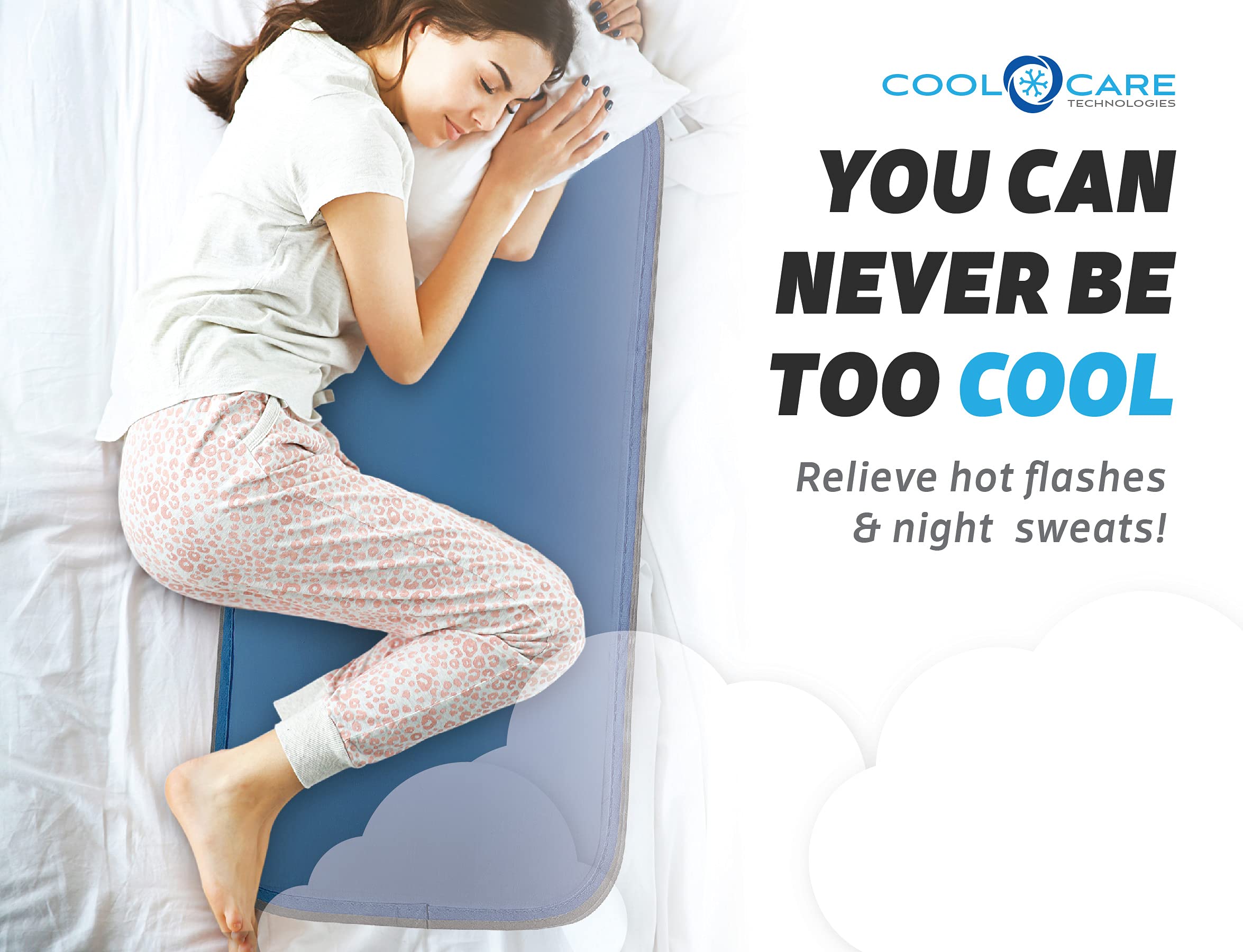 Cool Care Technologies Cooling Pad for Bed - Pressure Activated Gel Cooling Mattress Pad Provides Instant Cool Relief for 1 to 3 Hours- Place Cool Mat on Your Bed