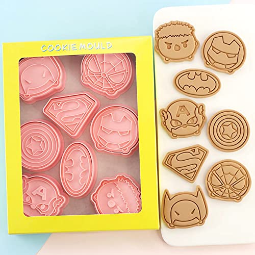 Crethinkaty Cartoon Cookie Cutter-8 Plastic Cookie Stamp- Cartoon Fun Cookie Mold, Children's Baking Set.