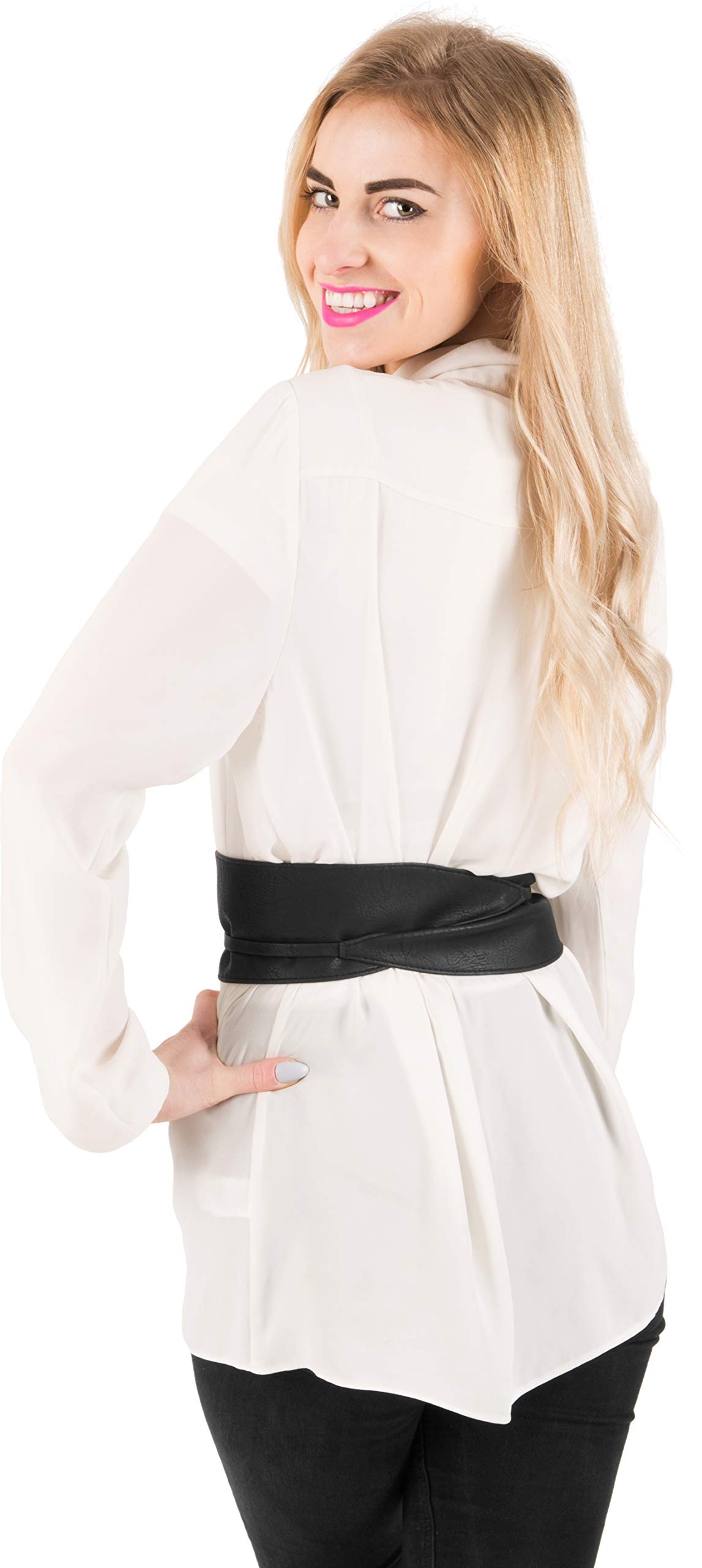 BlackButterfly Obi Waist Band Self Knot Tie Up Cinch Belt (Black, One Size)