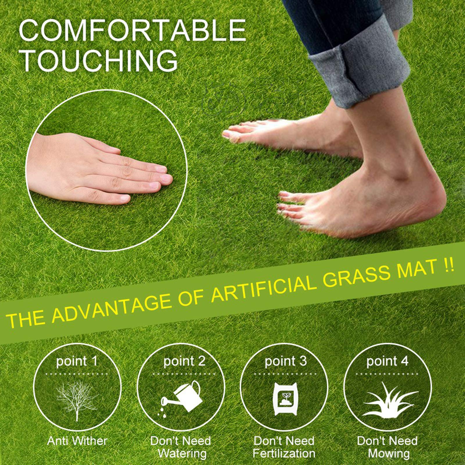 Estink Artificial Turf, Outdoor Carpet Synthetic Miniature Garden Ornament DIY Craft Rug Landscaping Artificial Lawn for DIY Micro Landscaping and Mini Gardening Props, 6 x 6inch