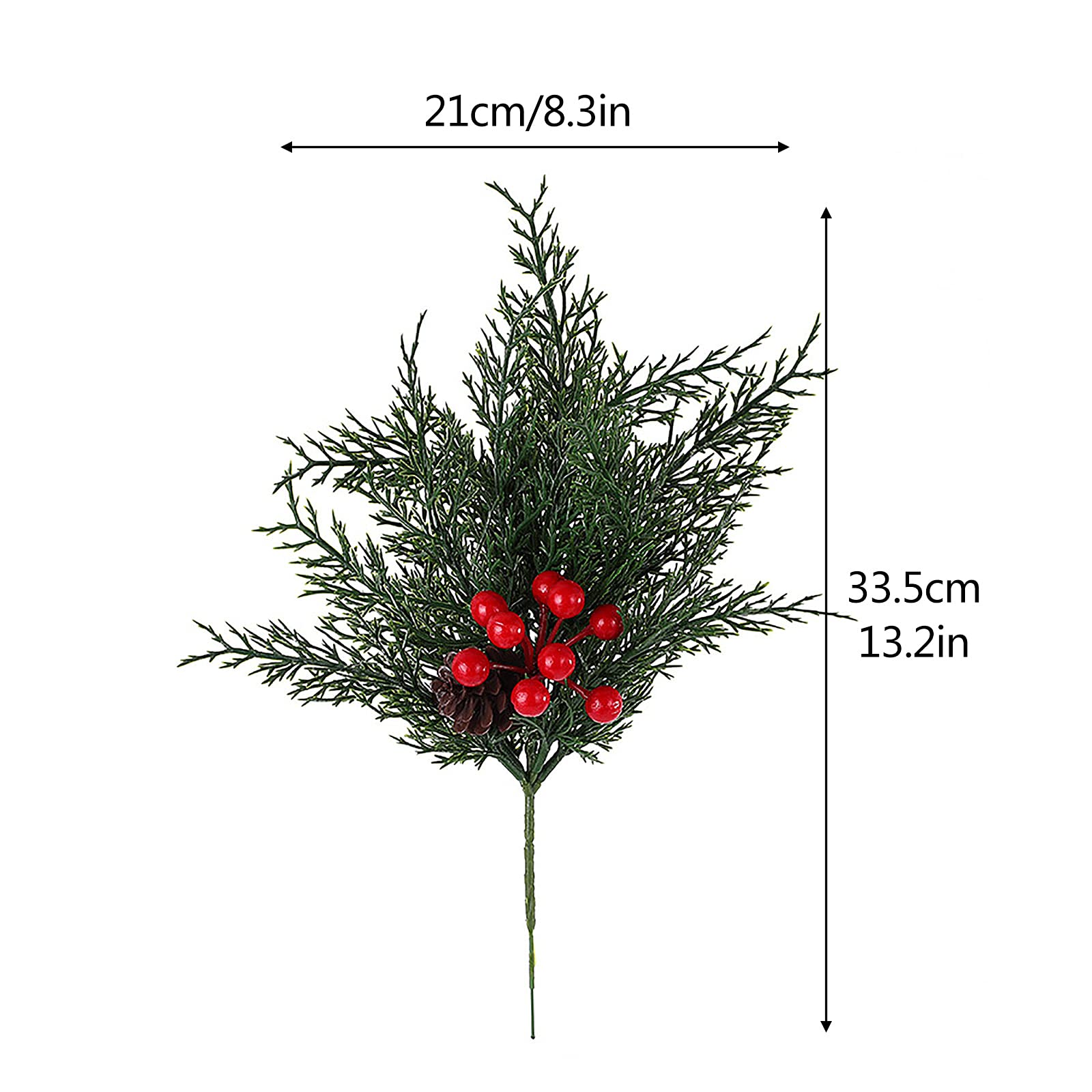 HYLYING 10 PCS Artificial Pine Branches Faux Cedar Sprigs with Pinecones Branch Fake Greenery Pine Picks for Christmas Holiday Winter Home Garden Decor, A1