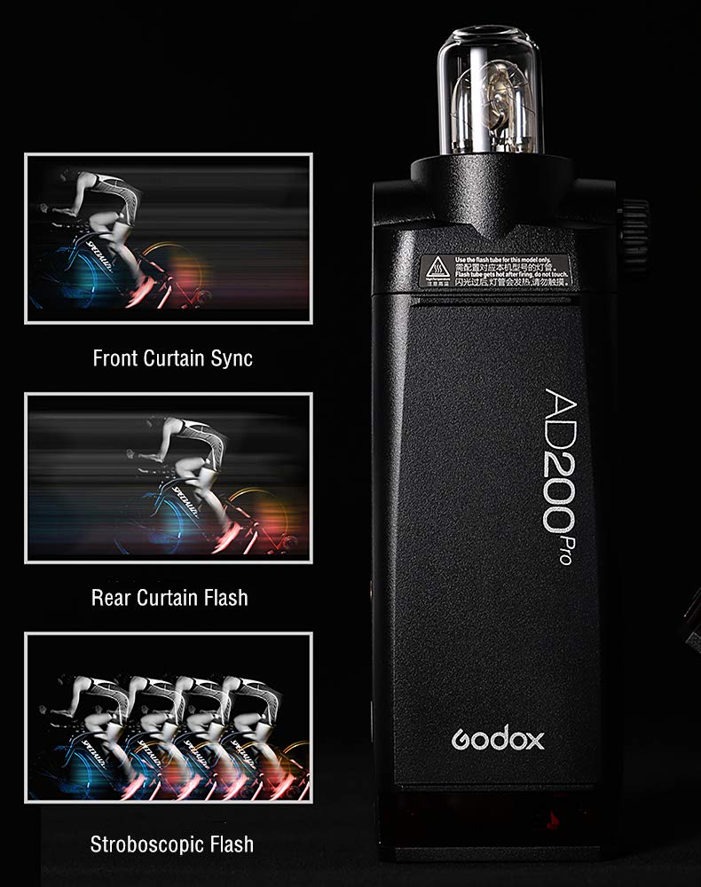 GODOX AD200 Pro AD200Pro 200Ws 2.4G Flash Strobe, Speedlight 1/8000s HSS, 500 Full Power Flashes, 0.01-1.8s Recycling, 2900mAh Battery, Bare Bulb/Speedlite Fresnel Flash Head, Pocket Flash Monolight