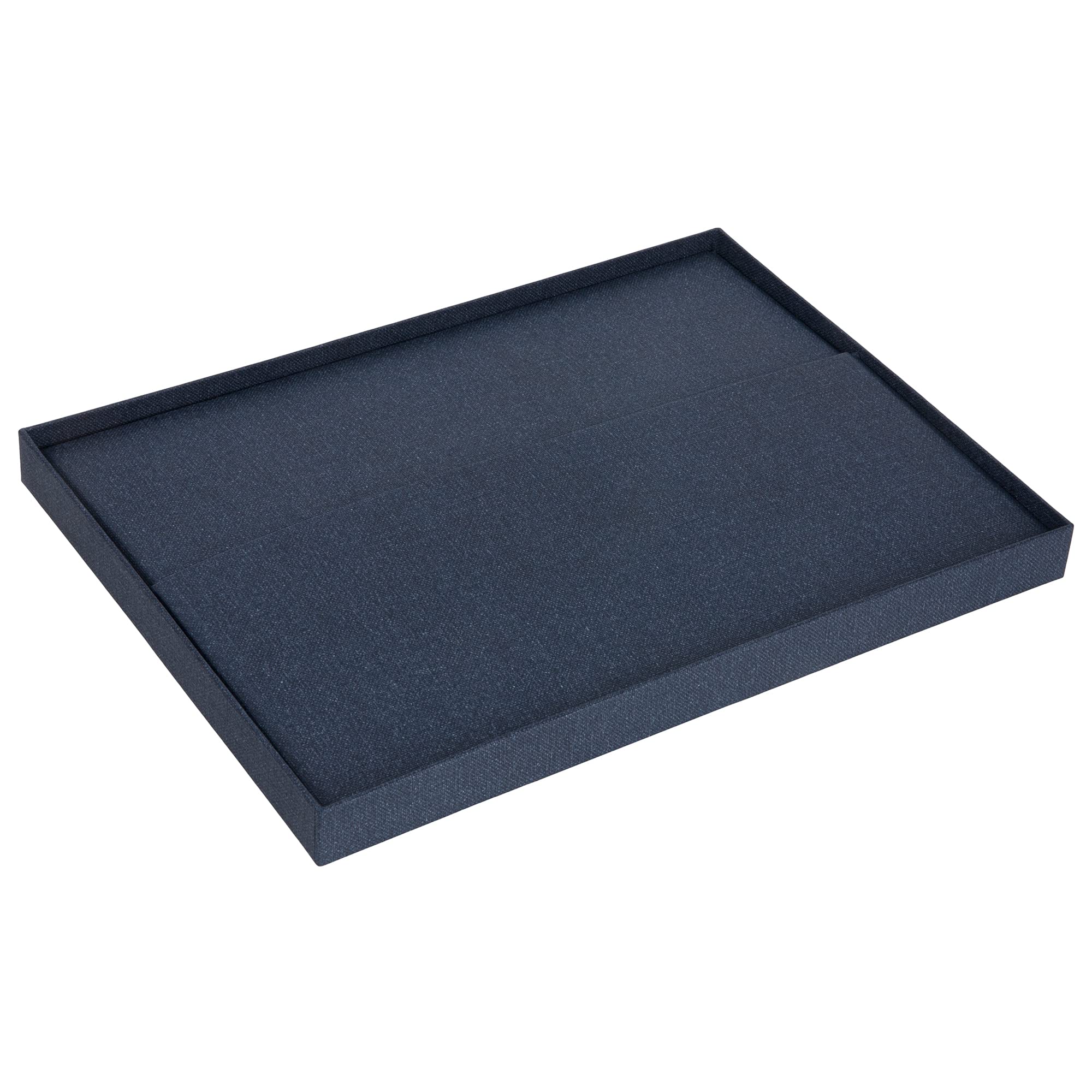 Bigso Katia KD Collapsible Storage Box | Photo Storage Box with Labelframe for Easy Identification | Simple Assembly without Tools | Decorative Storage Boxes with Lids | 11.3"x15.4"x6.4" | Blue