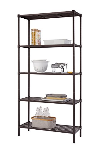 TRINITY Slat Style 5-Tier Adjustable Shelving, Metal Standing Shelf for Commercial or Residential Use in Kitchen,Bathroom,Laundry Room or Office, 1750 Pound Capacity, 36”W by 14”D by 72”H, Dark Bronze
