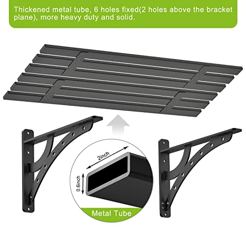 Dolibest 2PCS 16''x 38'' Heavy Duty Wall Mount Garage Shelf, Sturdy Garage Wall Shelving with Power Tool Storage, Wall Mounted Garage Storage Rack, Metal Floating Wall Shelves, Power Tool Storage