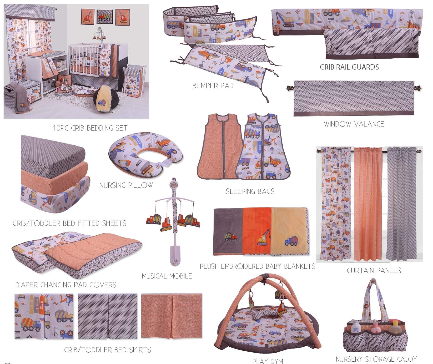 Bacati Construction Multicolor Boys Activity Gym with Mat