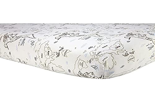 Sadie & Scout Crib Sheet, Zahara World Map Fitted 28x52 Inch (Pack of 1)