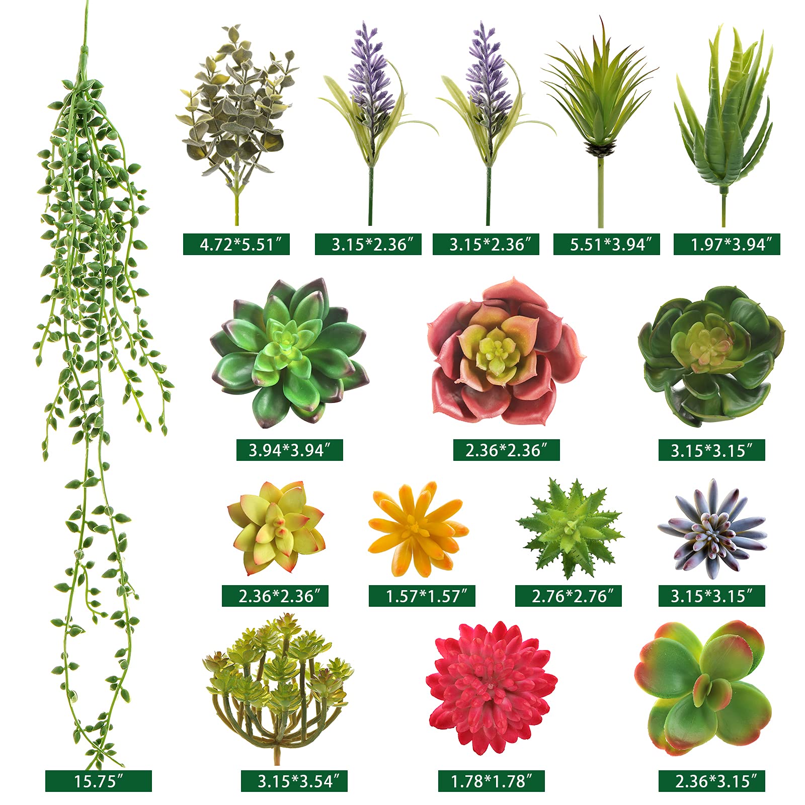 Gardlike 16 Pcs Artificial Succulents Plants Unpotted Fake Plants for Home Garden Office Table Wall DIY Decoration