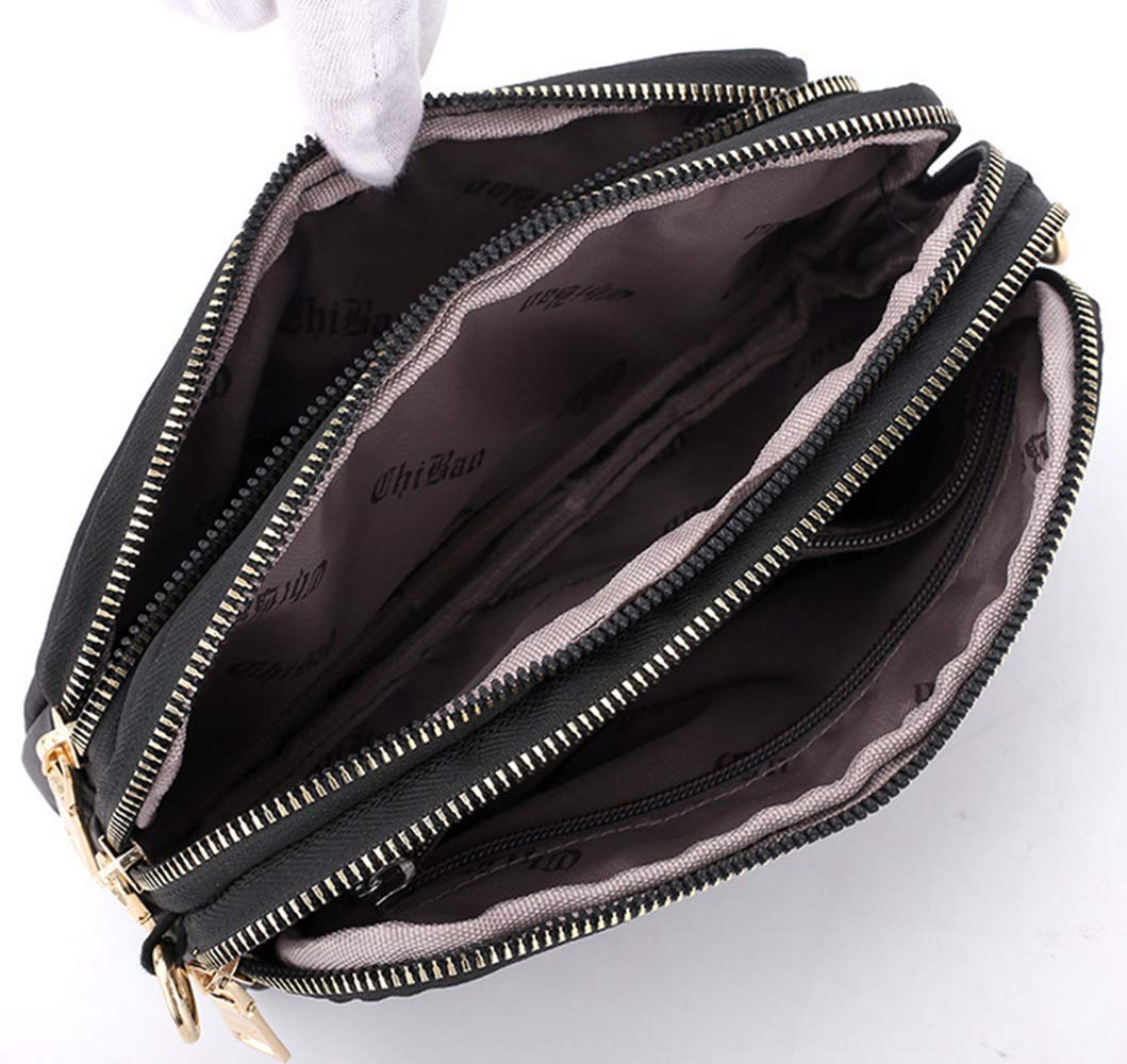 Nylon Small Women Crossover Body Phone Purse Bag Wristlet Clutch Wallet Handbag for Samsung Galaxy S20 Ultra, S20 FE 5G, A11 A21 A51 A71 A10S A20S A21S A20, Note 20 10 9,S10 Lite S10 Plus (Black)