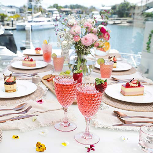 BELLAFORTE Laguna Beach Wine Glass Pink + Short Tumbler Pink Shatterproof Tritan Drinking Glasses, Dishwasher Safe, BPA Free