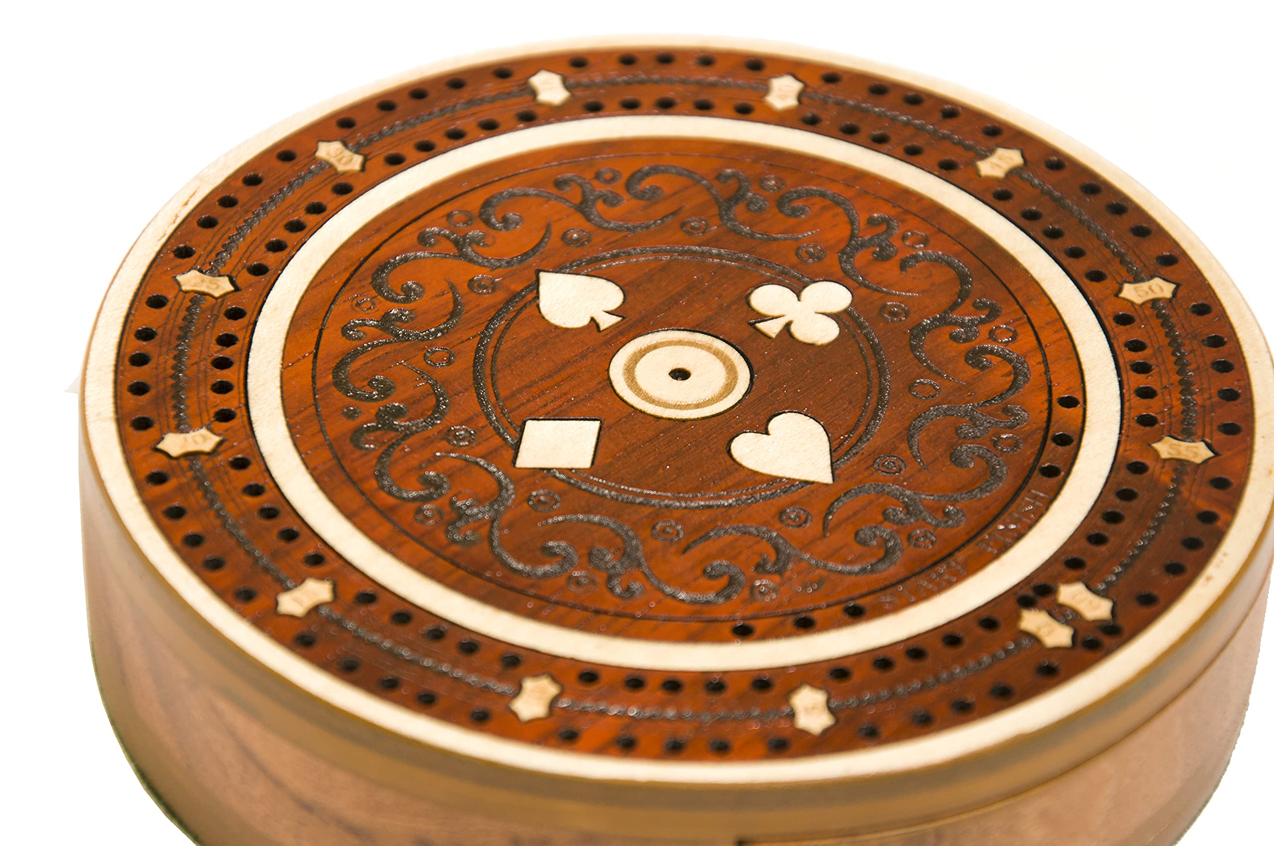 Palm Royal Handicrafts 2 Track Wooden Cribbage Board Made with Padauk and Maple Wood Storage Availabe for pegs and Cards