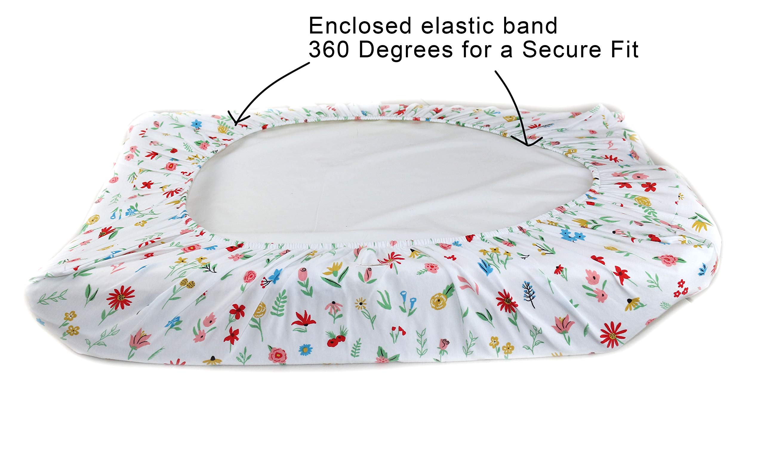 Bassinet Sheet Floral Premium Organic Cotton, Cradle and Bassinet Mattress Sheets, Breathable and Super Soft Standard Fitted Sheet for Oval, Hourglass, and Rectangle Mattresses (Bassinet)
