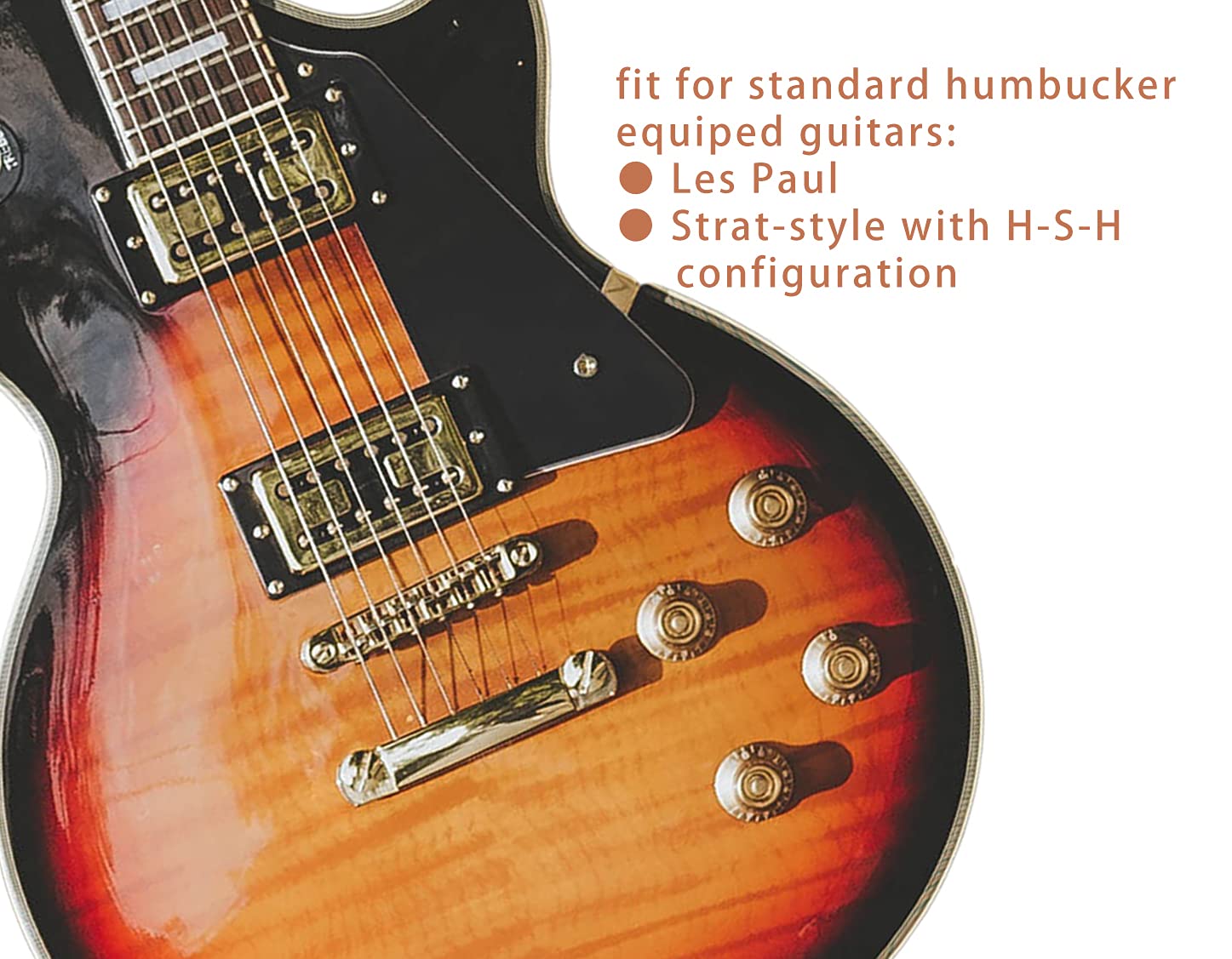 LAMSAM Humbucker Pickups Set, High Output Flush Polepiece Ceramic Magnet PUP Compatible Electric Guitar with Humbucker Pickup Configuration, Double Coil Bridge Neck Pick-up Replacements, Chrome