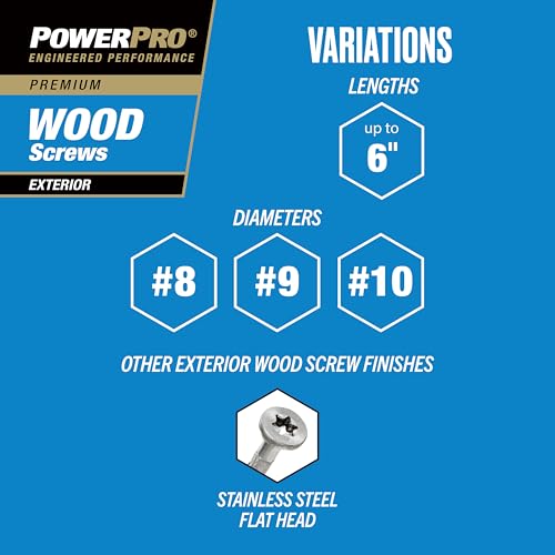 Power Pro Premium Exterior Wood Screws (#9 x 2-1/4") - 1lb Box