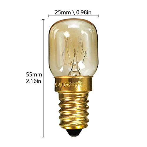 ATIN 2X Oven lamp up to 300 Degrees, Stove Light Bulb 25W, E14, SES, 230V, EEK = E
