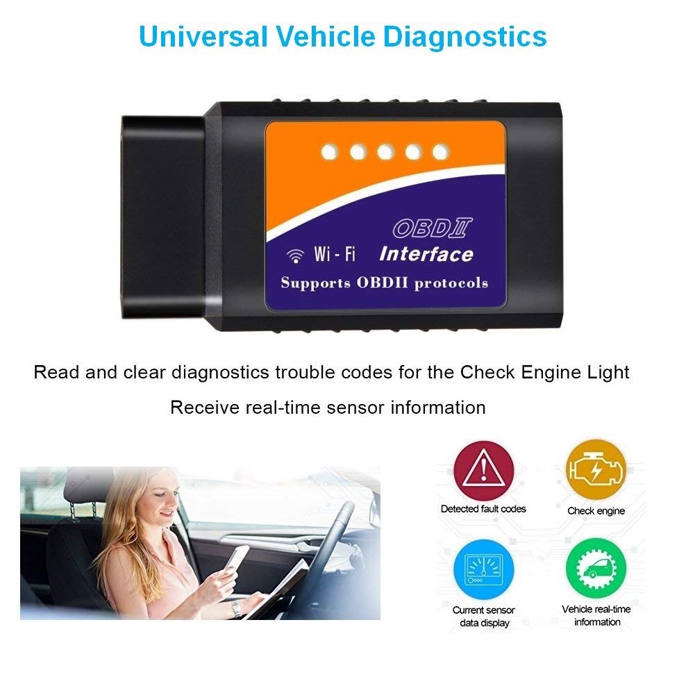 BANIGIPA WiFi OBD2 Scanner, Car Diagnostic Scan Tool for iPhone, Auto Check Engine Light Code Reader/Adapter with Reset, Support OBD Auto Doctor(WiFi for iOS & Android)