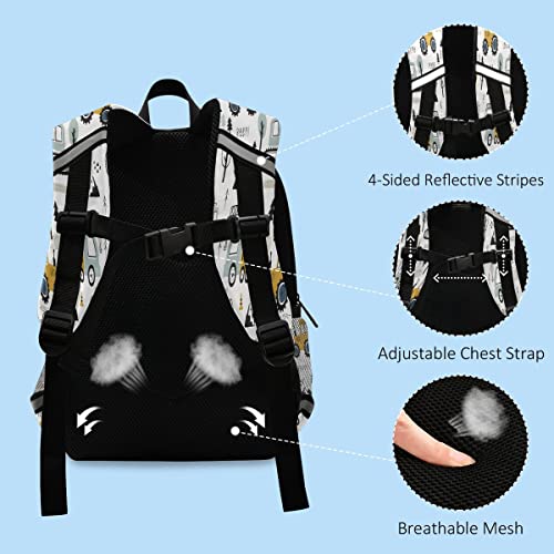 Custom Kid's Name Cute Toddler Backpack Personalized Childish Truck Excavator Mini Bag for Baby Girl Boy Age 3-7