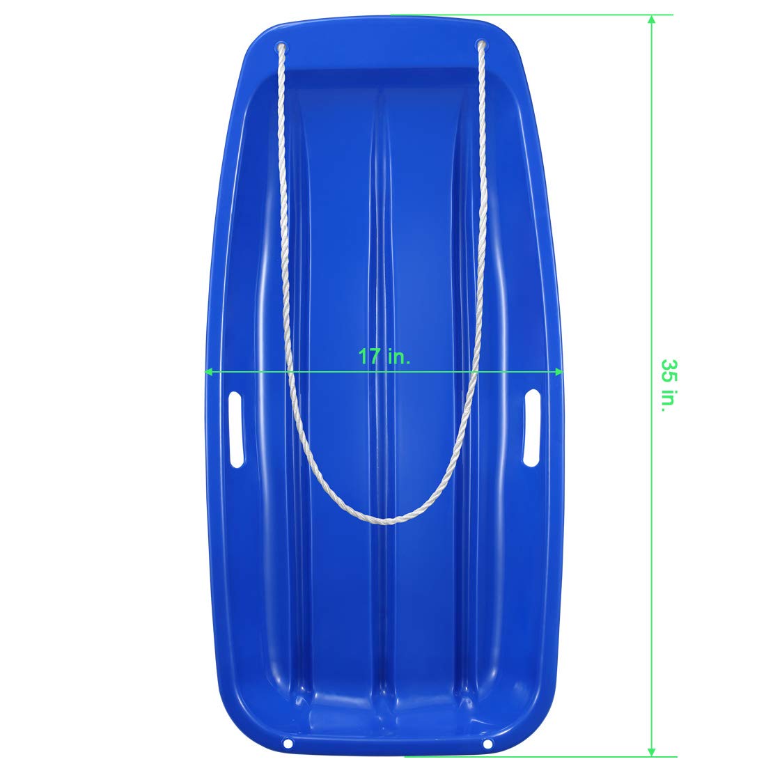 Boenoea Plastic Snow Sleds for Kids and Adult 35inch,Classic Toboggan Sled with Pulling Rope