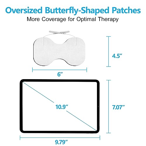 DOMAS TENS Unit Replacement Pads - 4.5" x 6" Large Butterfly Shaped Electrode Pads Premium Made in USA Gel, Individually Packaged, Universal Compatibility, Large Size - Pack of 5
