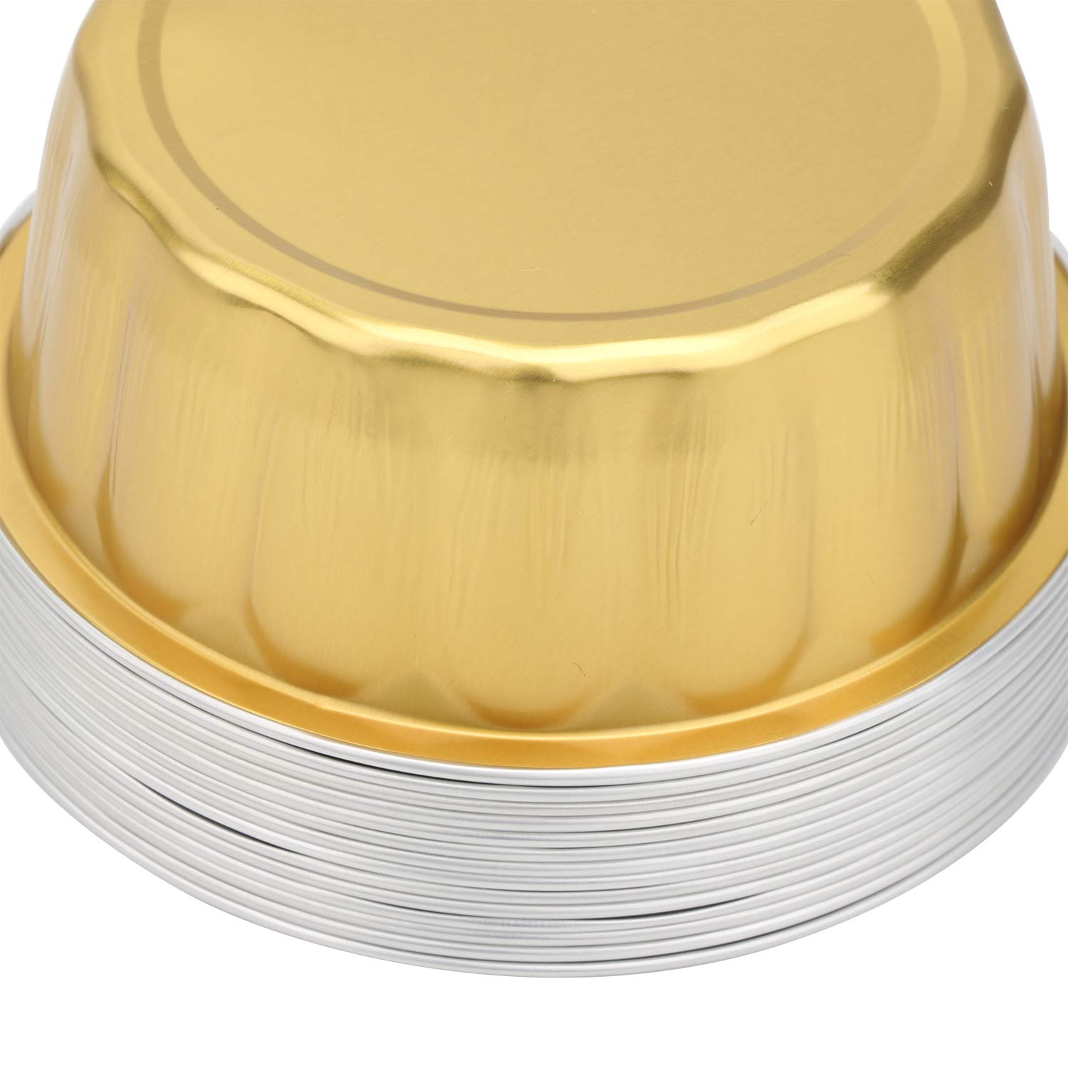 Beasea 8 oz 100 Pack Aluminum Ramekins, Disposable Ramekins Foil Cups Baking Utility 3.9" Ramekin Cup Muffin Cupcake Aluminum Baking Cup Mini Pudding Souffle Cups for Party Wedding Birthday - Gold