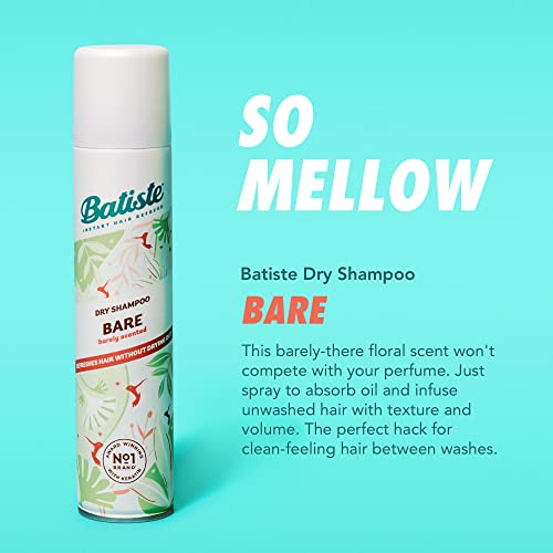 Batiste Dry Shampoo, Bare Fragrance, Refresh Hair and Absorb Oil Between Washes, Waterless Shampoo for Added Hair Texture and Body, Dry Shampoo Bottle 6.35 Oz(Pack of 1)