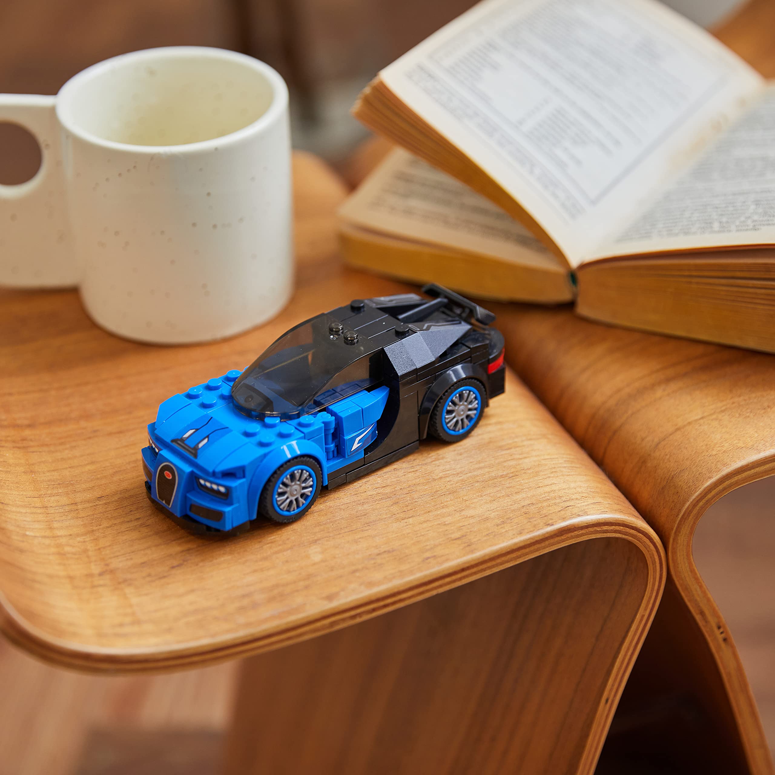 Block Builder Bugatti Racing Car Building Block Set (237 Pieces). Racing Car Building Blocks for Kids and Adults (Blue)