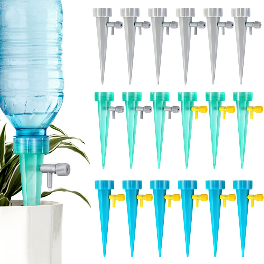eusbon 18PCS Plant Self-Water Spikes Watering Devices, Adjustable Watering System with Control Valve Switch for Indoor Outdoor Plants Vegetables