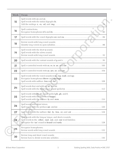 Evan-Moor Building Spelling Skills, Grade 3 - Homeschooling & Classroom Resource Workbook, Reproducible Worksheets, Teaching Edition, Spelling Strategies, Reading and Writing Skills