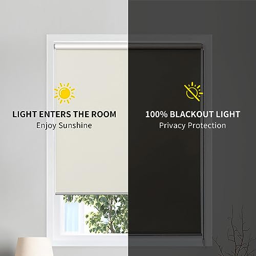 Blackout Roller Window Shades,Indoor Window Roller Shades with Thermal Insulated,Waterproof and UV Resistant,Roll Down Blackout Shades for Home and Office,Easy to Install(Beige,58" Wx72 H)