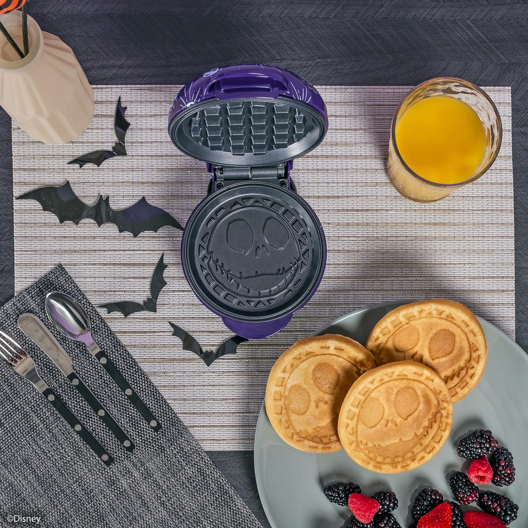 Uncanny Brands Nightmare Before Christmas Jack Skellington Mini Waffle Maker - Small Kitchen Appliance
