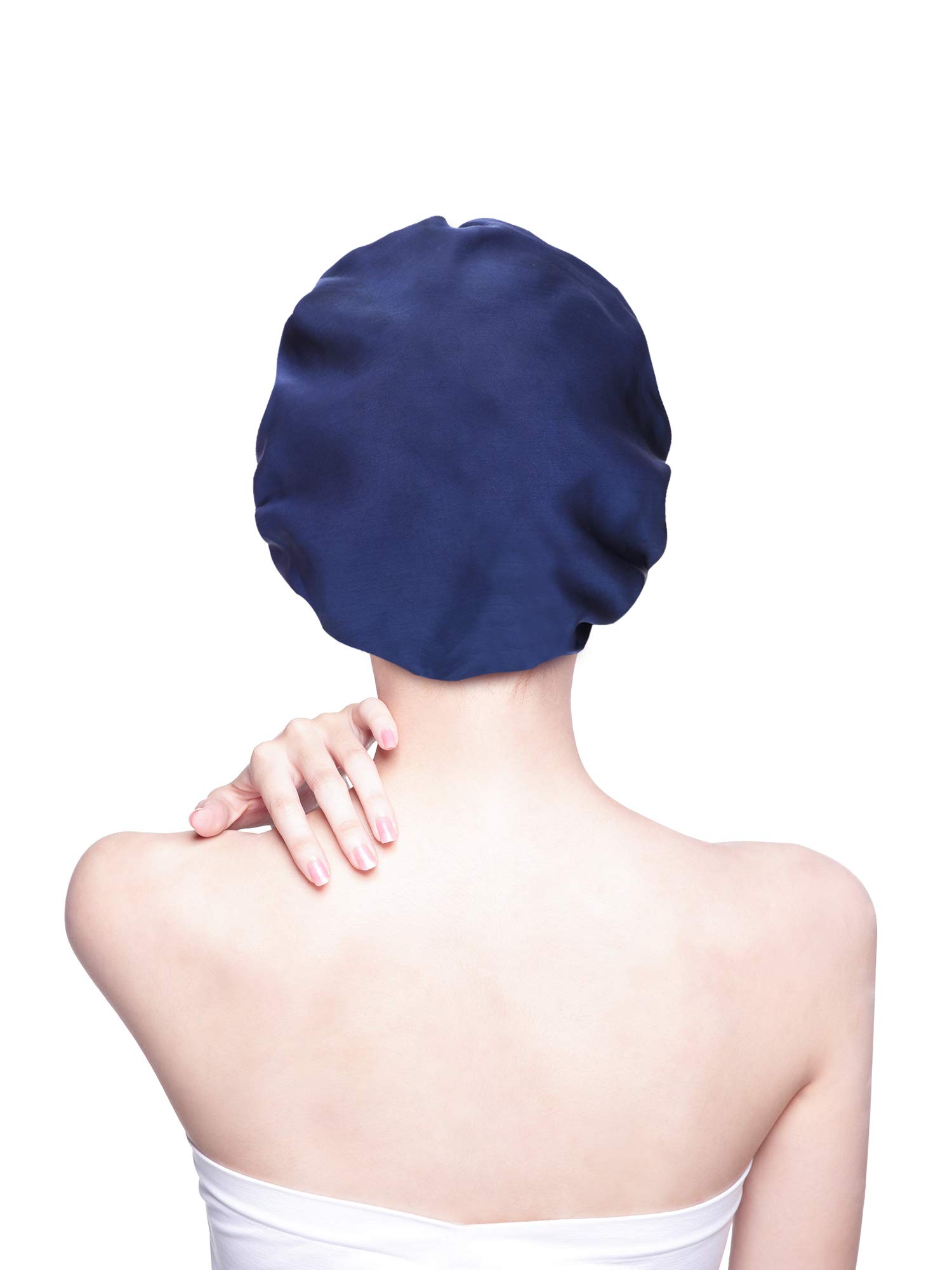 Blulu 3 Pieces Sleep Cap Satin Bonnet Night Sleeping Soft Hair Turbans for Women and Girls (Black red navy)