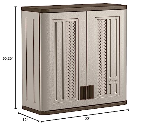 Suncast BMC3000 Cabinet-Resin Construction for Wall Mounted Garage Storage, 30.25" Organizer, Silver/Platinum