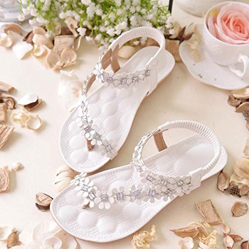 Highly Recommend Great Value Flip-Flop Women Summer Bohemia Flower Beads Flip-Flop Shoes Flat Sandals