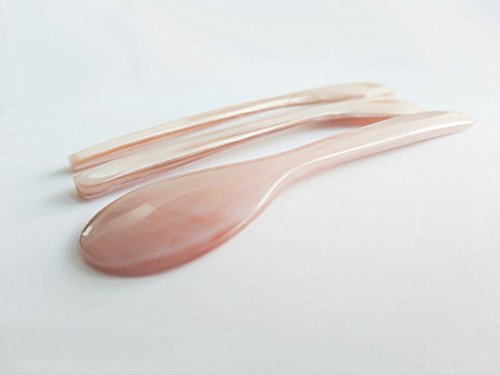 DUEBEL Set of 10 Pink Mother of Pearl 3.55′′ Caviar Spoons for Caviar Serving or Egg Serving