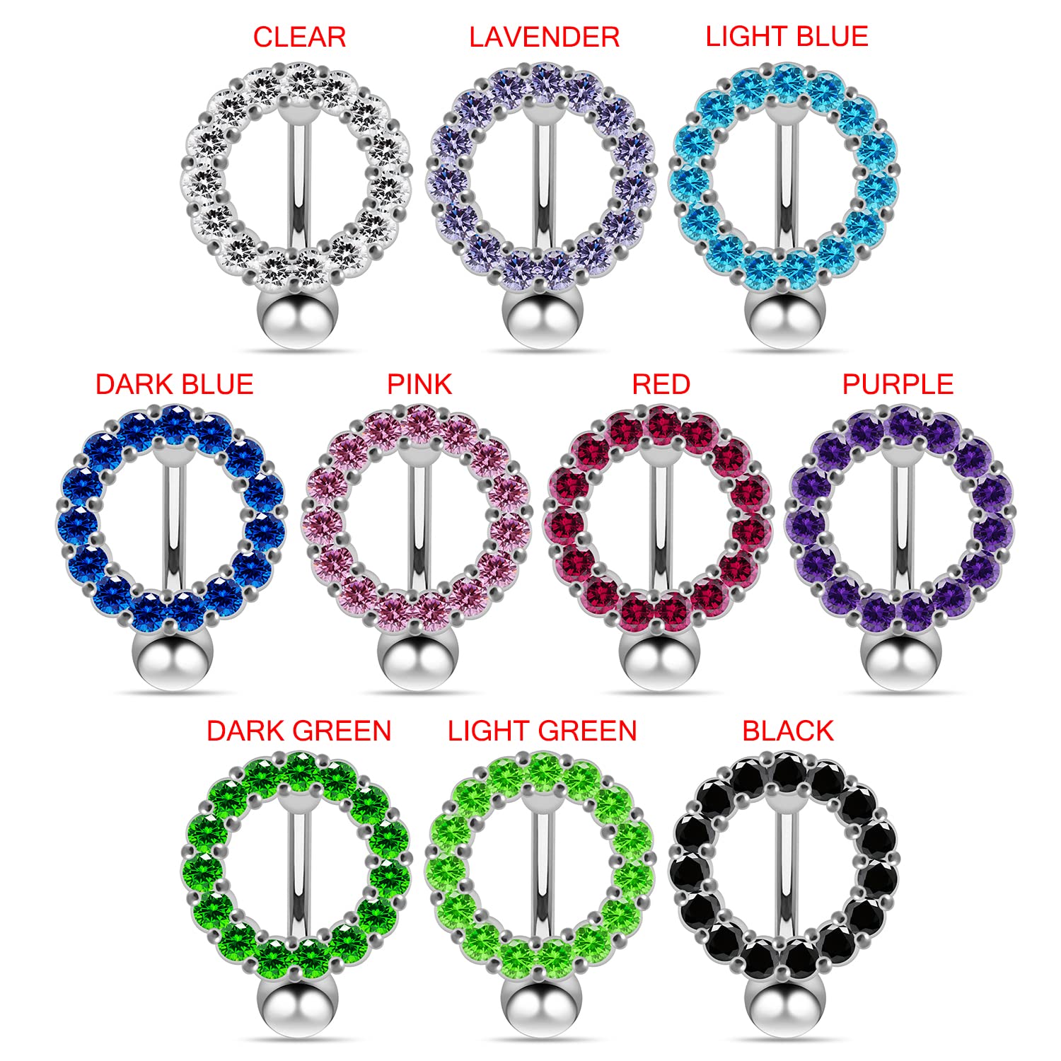 AtoZ Piercing Light Blue Gemstone Fancy Mini Circle Reverse Bar 925 Sterling Silver with Stainless Steel Belly Button Rings