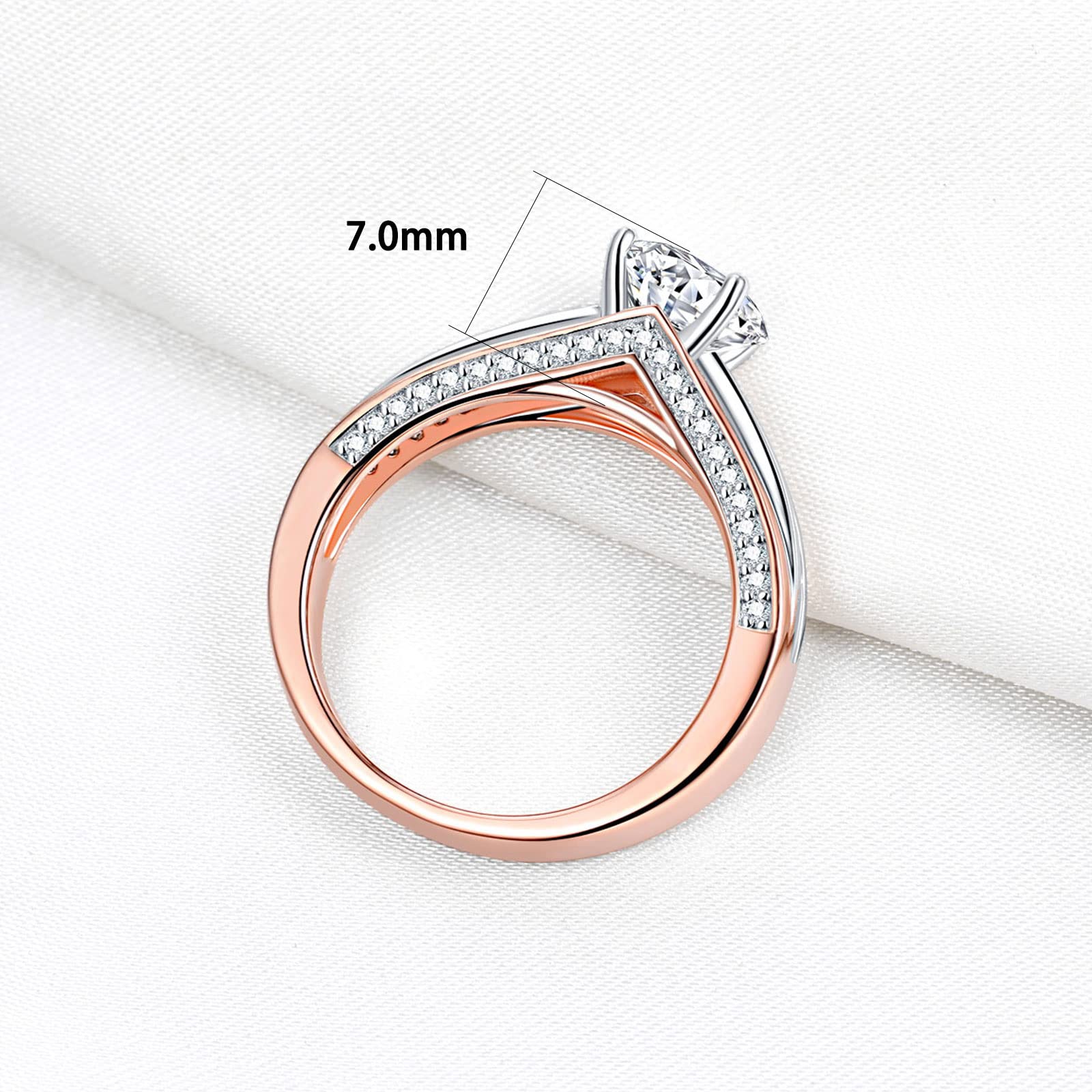 Blongme 2.5 CT Wedding Rings for Women Engagement Ring Sterling Silver AAAAA Cz 925 Sterling Silver Round Solitaire Rose Gold Size 6