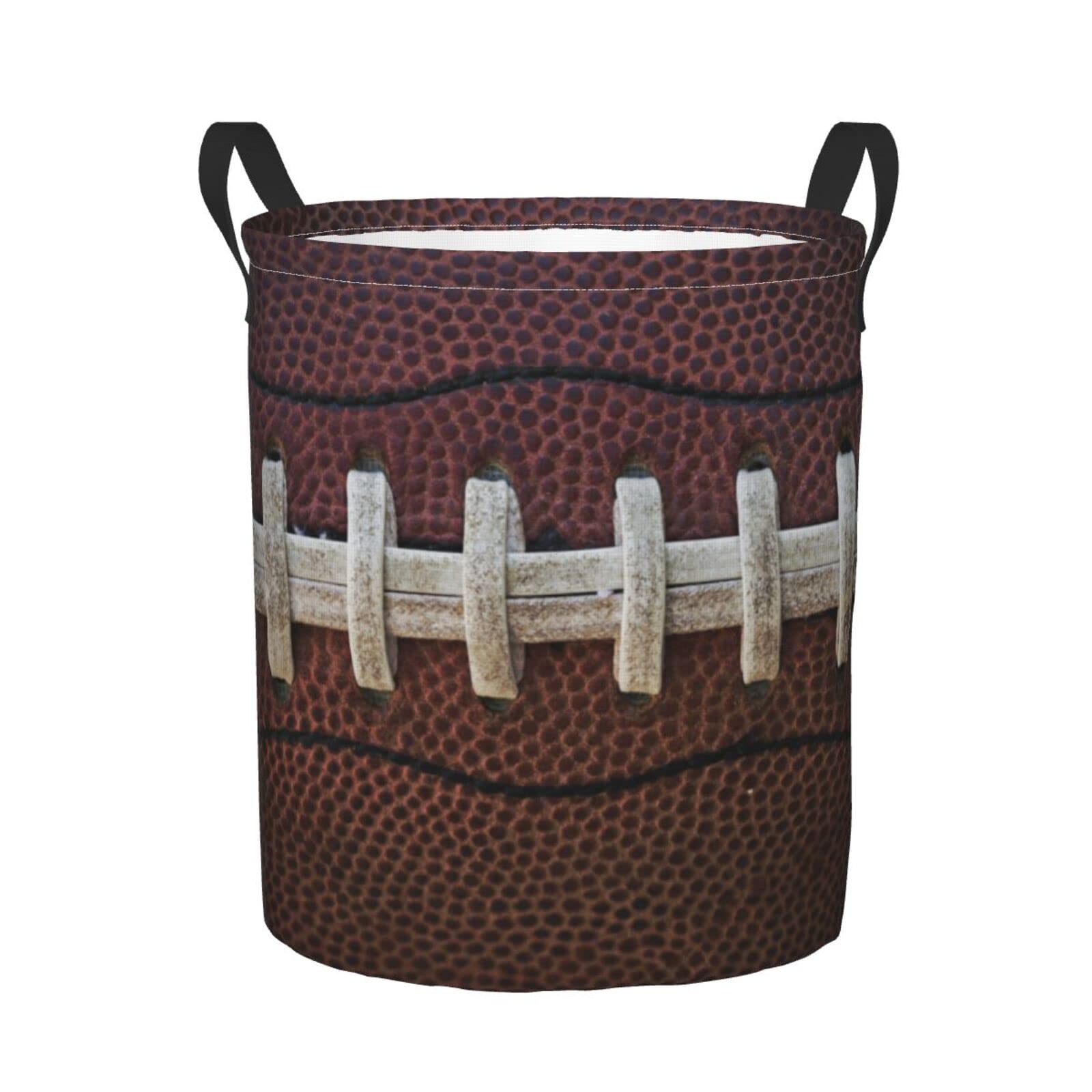 Dujiea American Football Themed Laundry Basket Round with Handle, Collapsible Foldable Canvas Storage Bin Dirty Clothes Bag for Laundry/Toys Organizer/College Dorm/Nursery/Decor(2 Sizes)