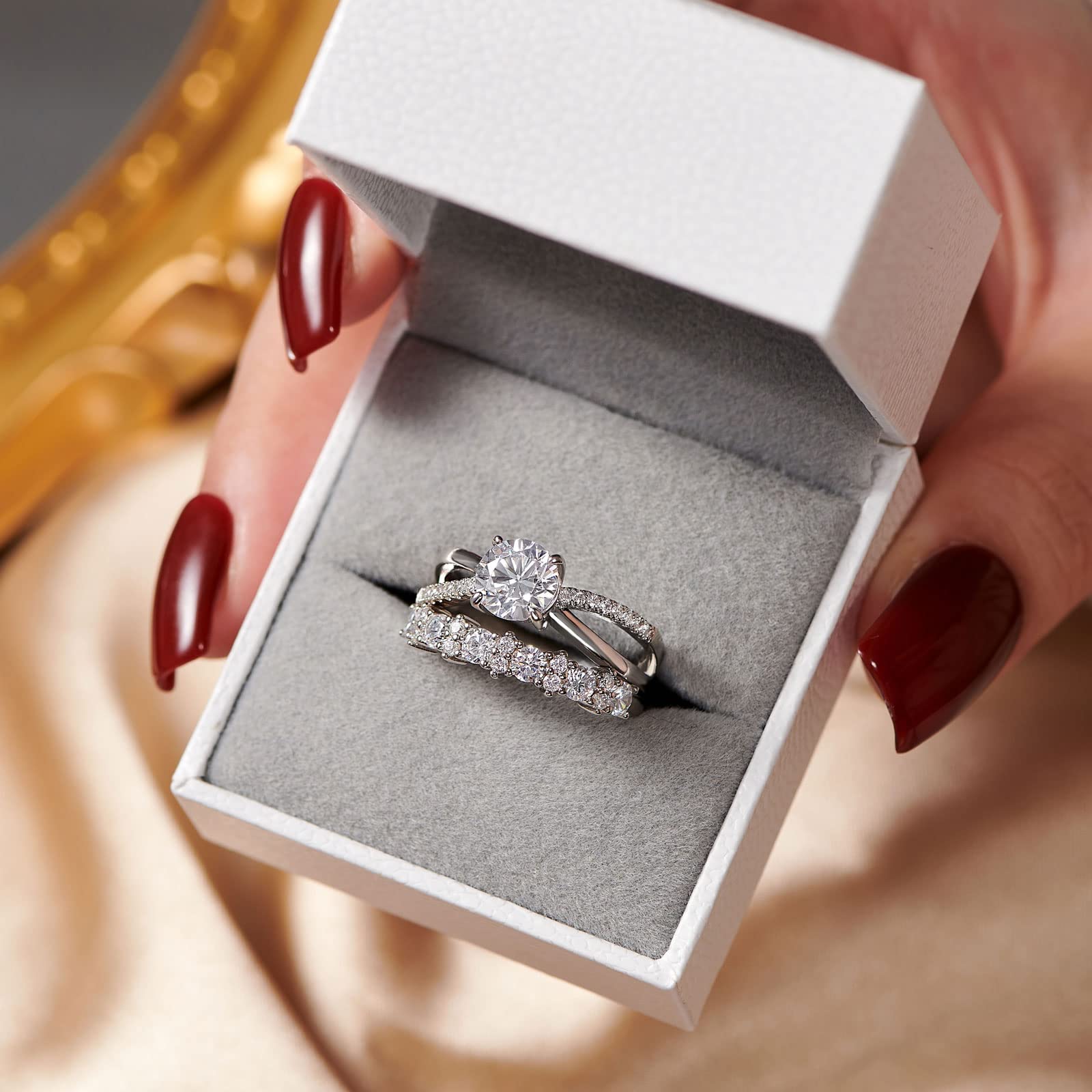 Blongme 2Ct Wedding Rings for Women Bridal Ring Sets 925 Sterling Silver AAAAA CZ Engagement Rings Twisting Infinity Pave Set Size 7